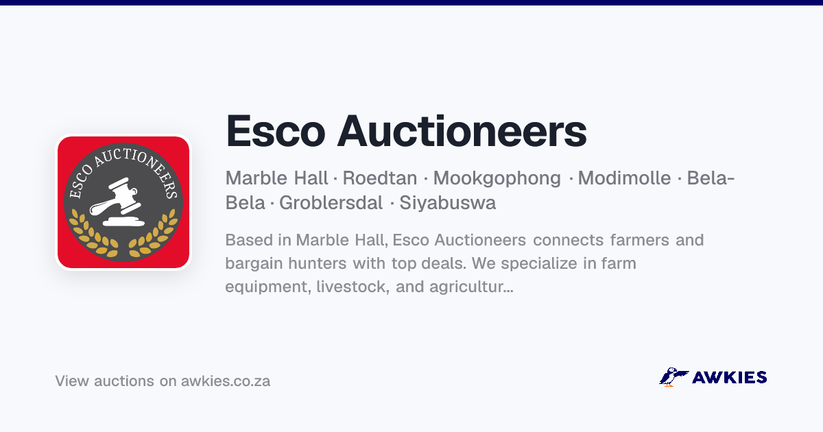Esco Auctioneers - Online Auctions in Marble Hall, Roedtan, Mookgophong ...